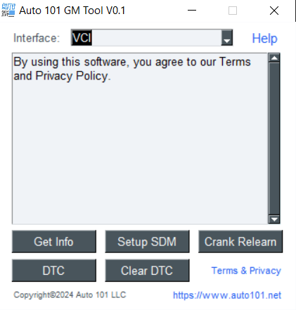Auto 101 GM Tool App Info